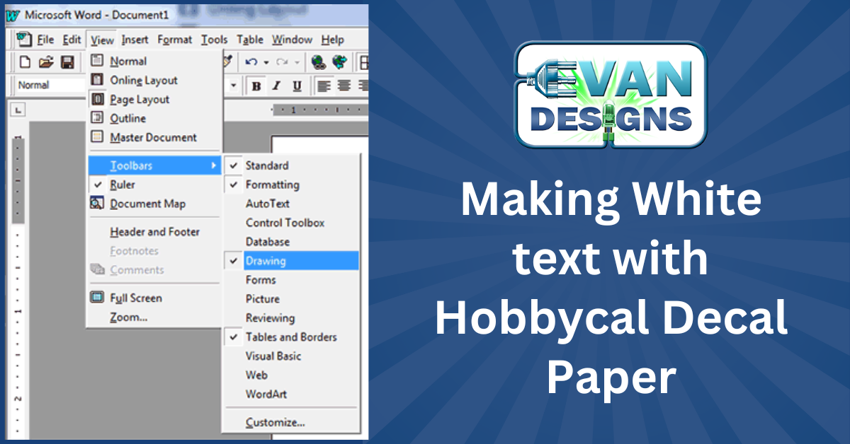 Making White text with Hobbycal Decal Paper