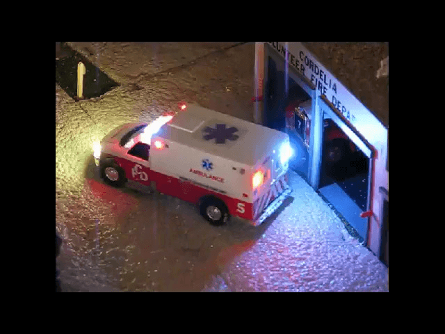 Ambulance and Fire Department in O Scale Train Layout